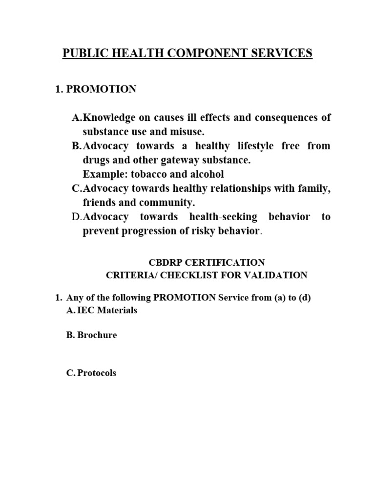 Public Health Component Services Overview | PDF