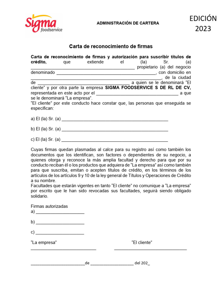 Carta de Firmas 2023 | PDF | Instrumento negociable | Business