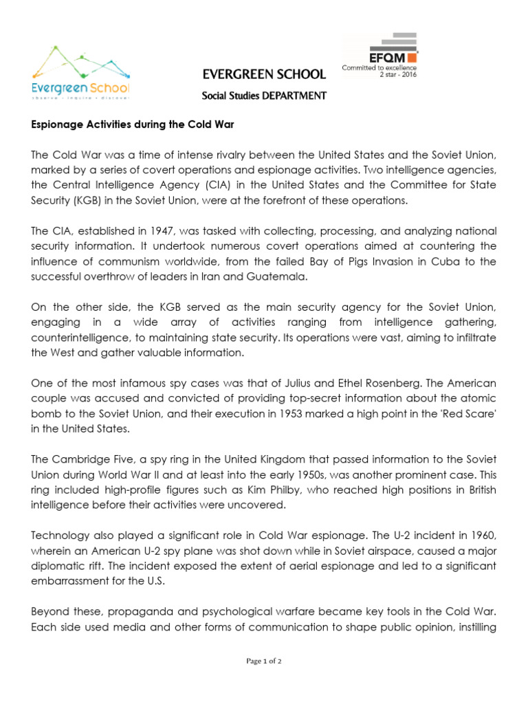 Espionage Activities During The Cold War | PDF | Espionage | Cold War