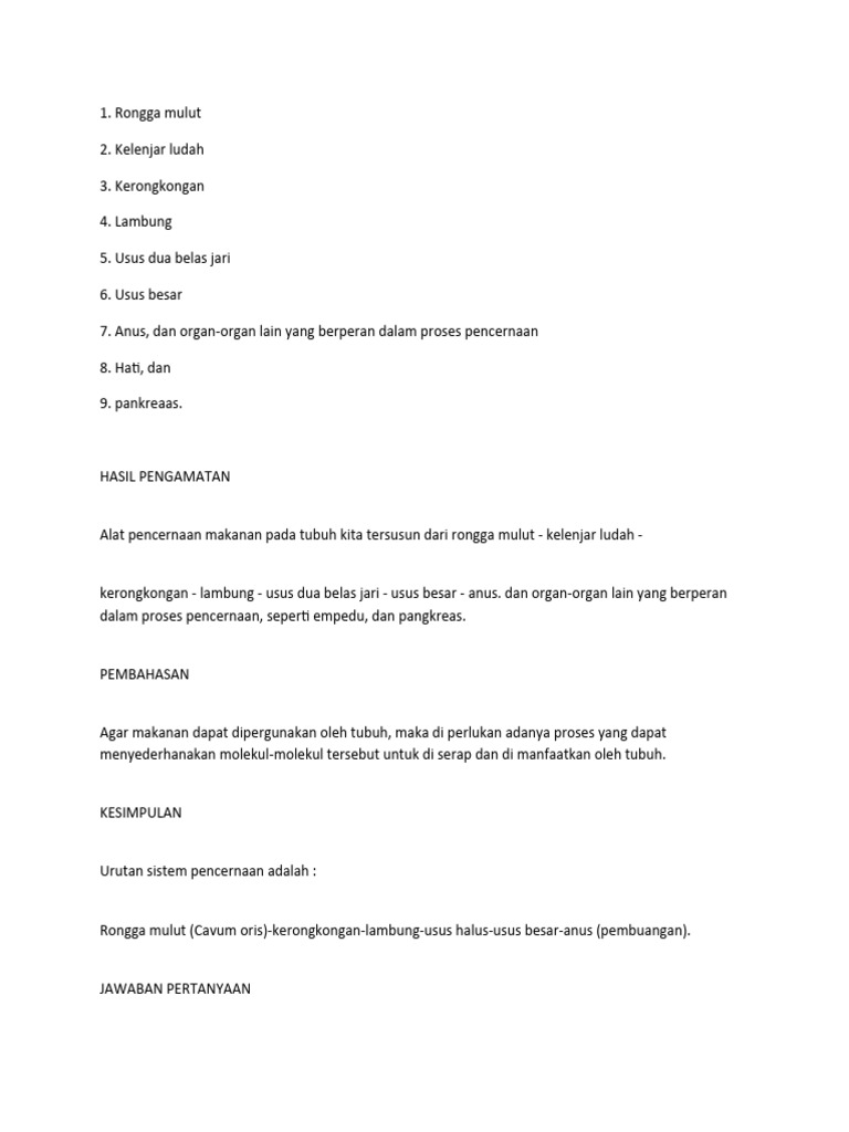 Laporan Praktikum Sistem Pencernaan | PDF Laporan Praktikum Sistem Pencernaan | PDF