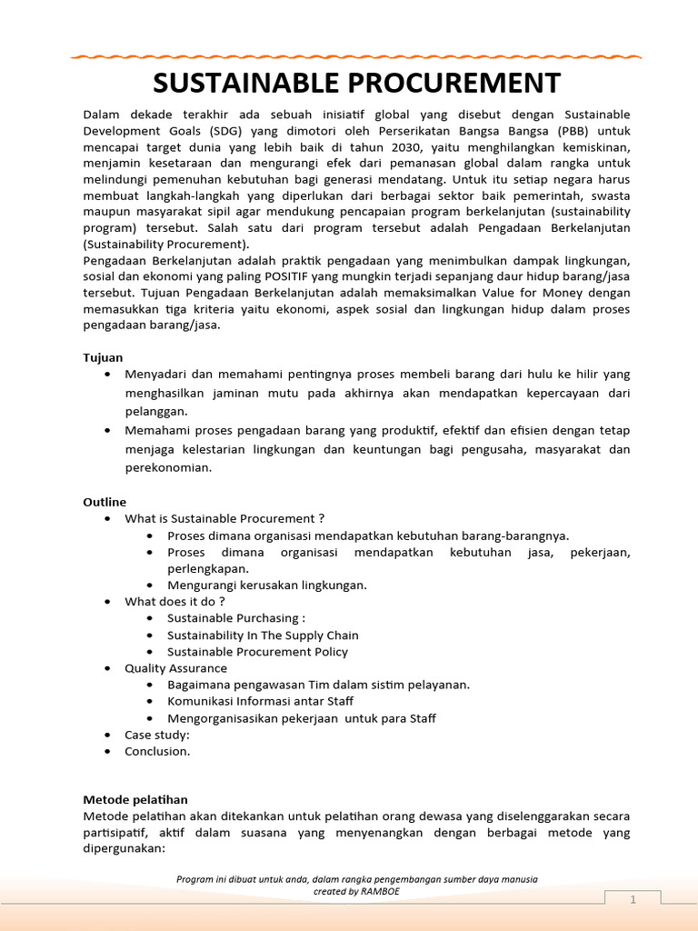 Brochure - Sustainable Procurement | PDF | Bisnis