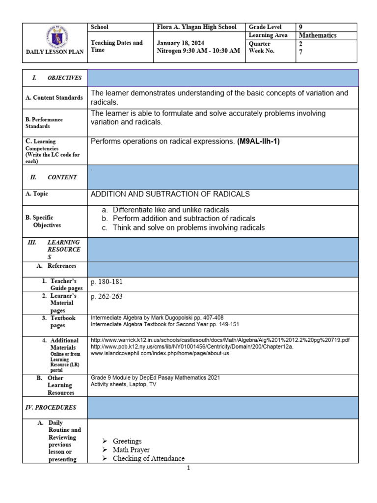 DLP Template 2023-2024 | PDF | Learning | Cognition