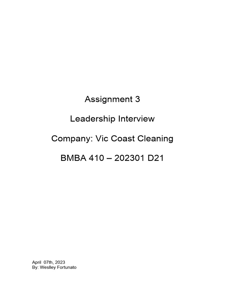 BMBA-410 - Final Assignment - Leadership Interview | Download Free PDF ...
