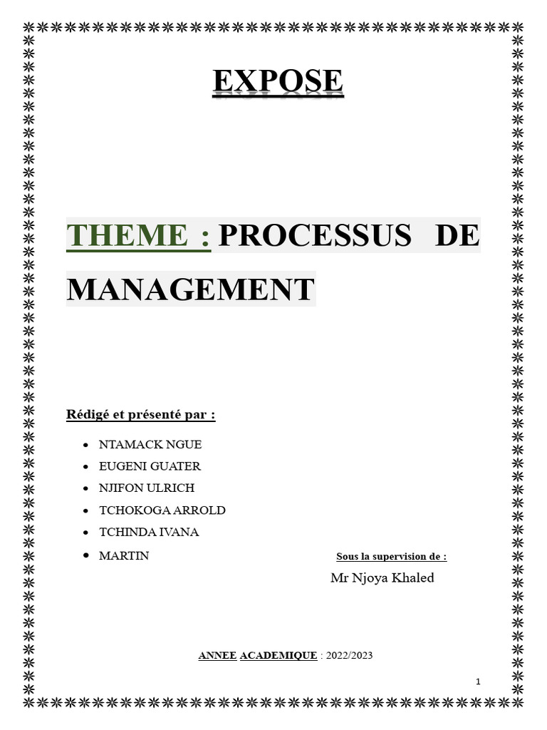 Processus de Management | PDF | Business | Planification