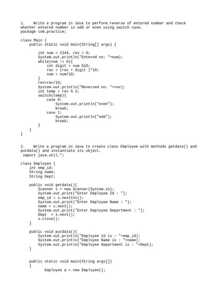 Java Program | PDF | Constructor (Object Oriented Programming ... Java Program | PDF | Constructor (Object Oriented Programming ...