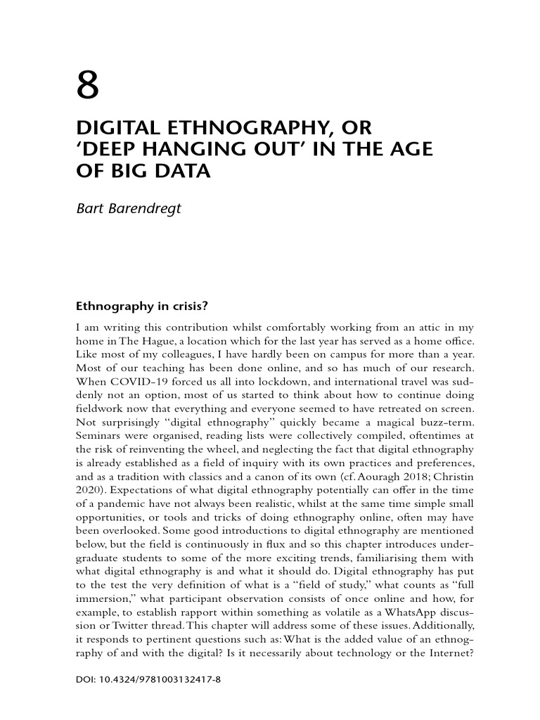 Digital Ethnography, or 'Deep Hanging Out' in The Age of Big Data | PDF ...