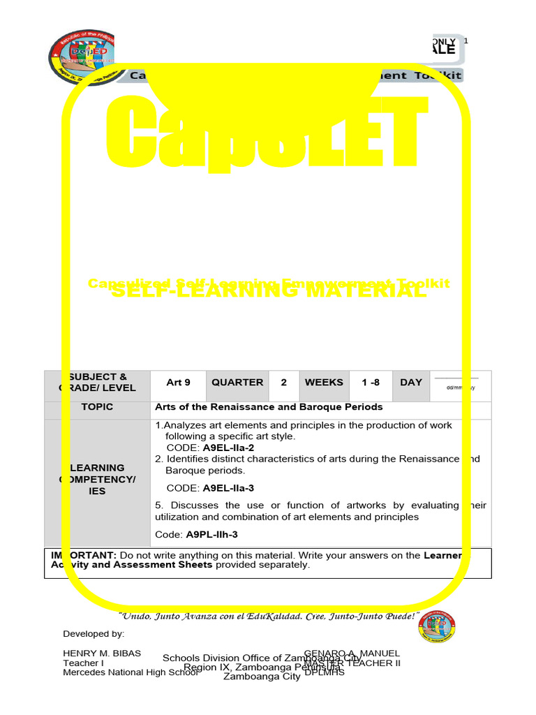 ARTS 9-Q2-W1-3-HenryNharoe-Final | PDF | Baroque | Renaissance