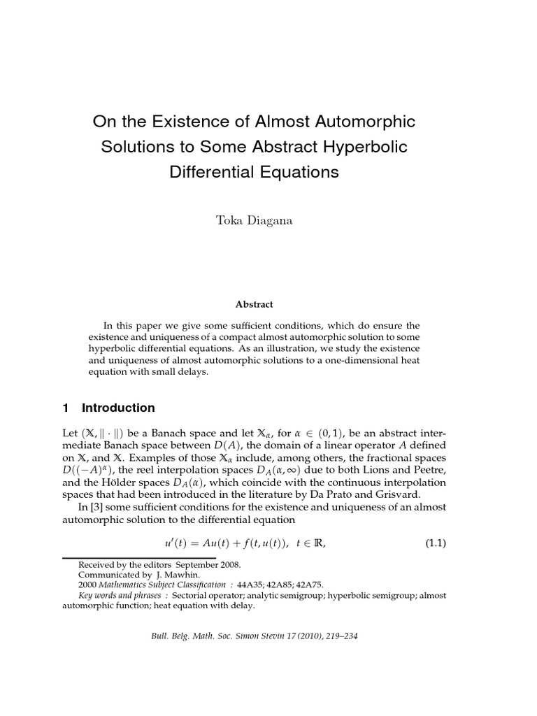 On The Existence of Almost Automorphic Solutions To Some Abstract Hyperbolic Differential ...