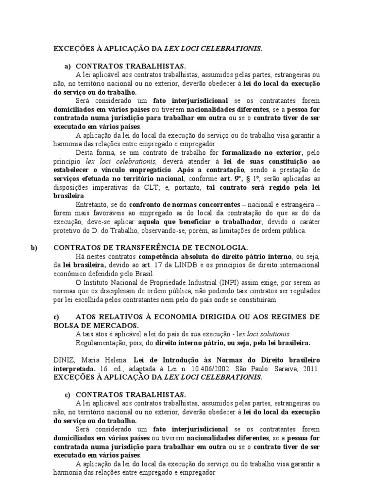 Exceções À Aplicação Da Lex Loci Celebrationis | PDF | Lei Estatutária ...