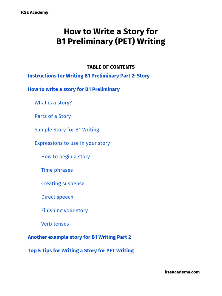 How To Write A Story For B1 Preliminary (PET) Writing | PDF ...