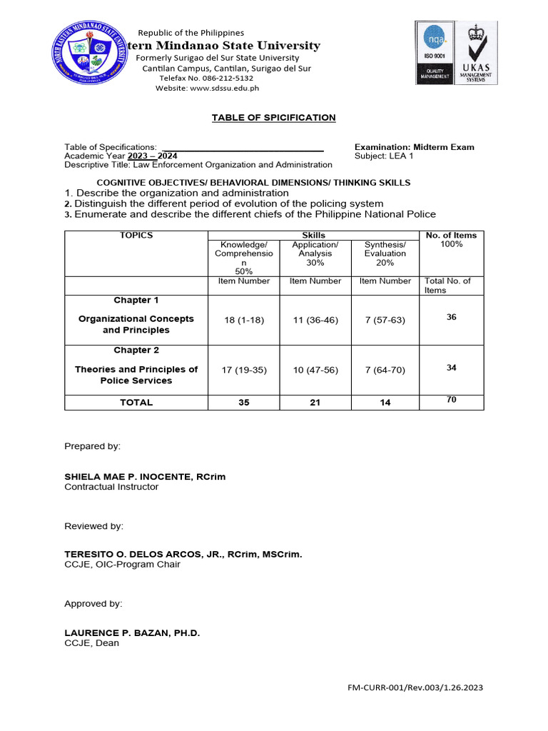 Lea 1 Tos Midterm | PDF