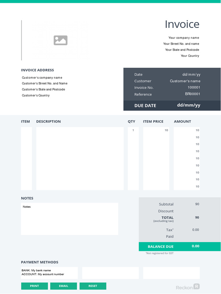 Free-Invoice-Template-by-Reckon | PDF | Invoice | Taxes