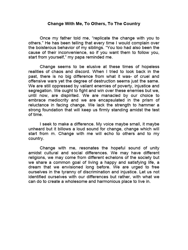 Embracing Change for Unity and Hope | PDF