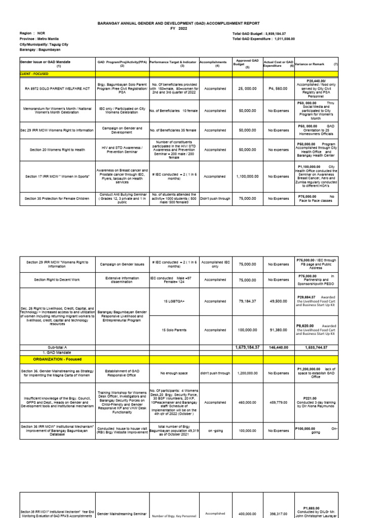 2023 Accomplishment Report | PDF | Breastfeeding