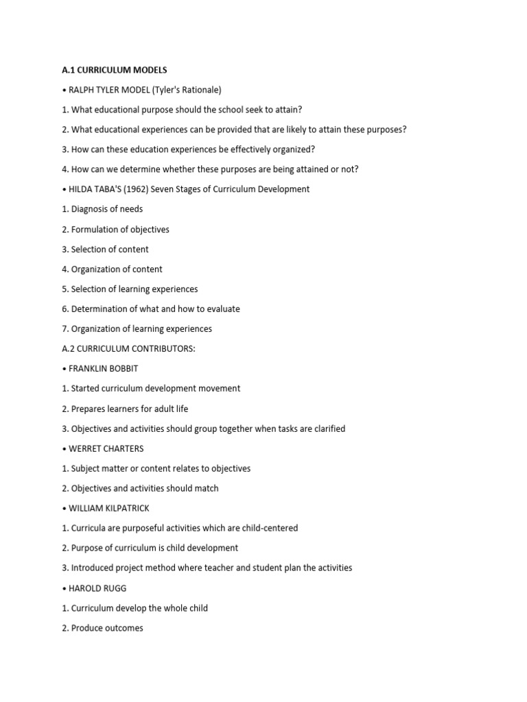 Curriculum Models | PDF | Art