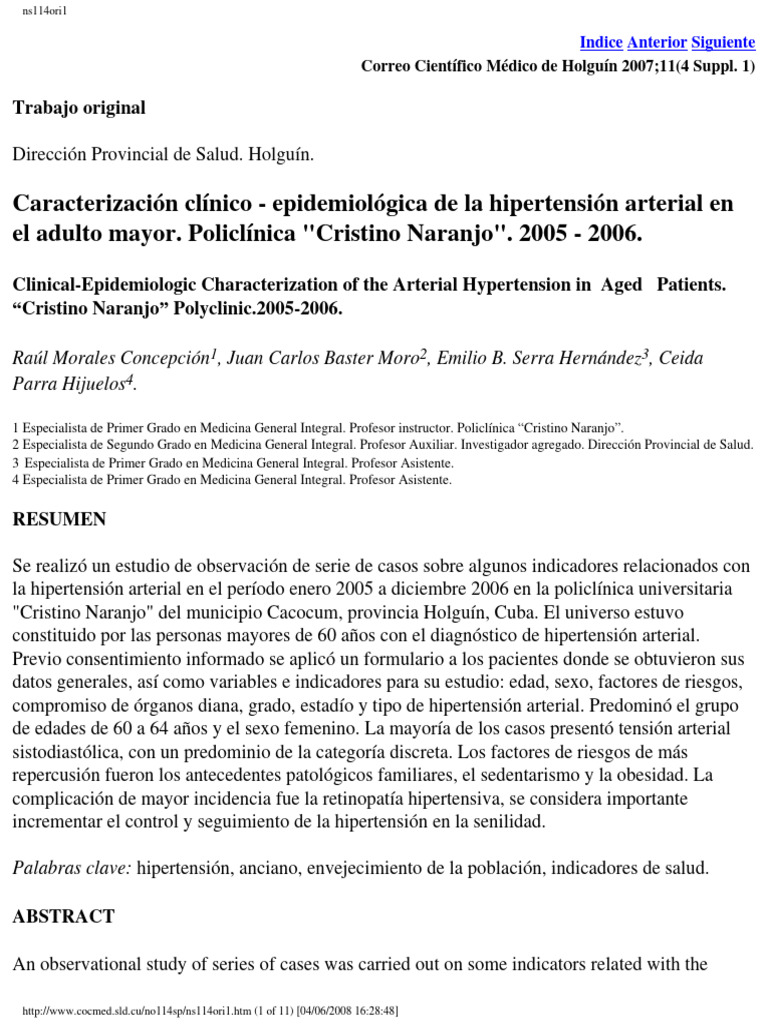 Caracterización Clínico Epidemiológica de La HTA en Cristino Naranjo ... Caracterización Clínico Epidemiológica de La HTA en Cristino Naranjo ...