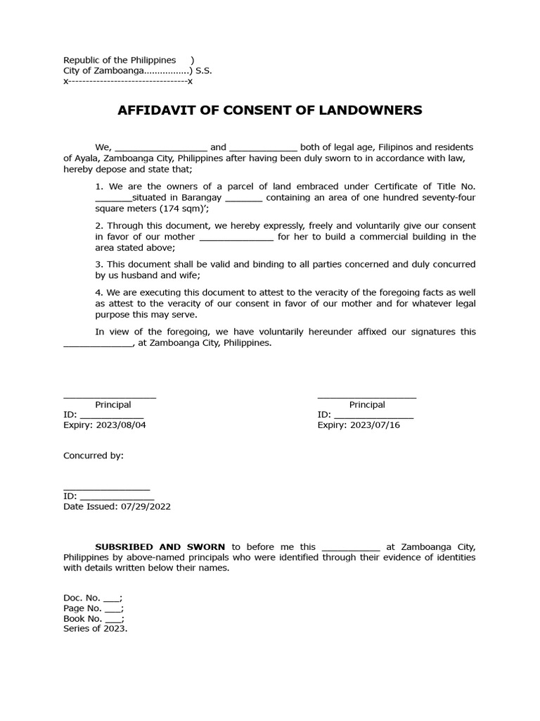 Affidavit of Consent of Landowners | PDF