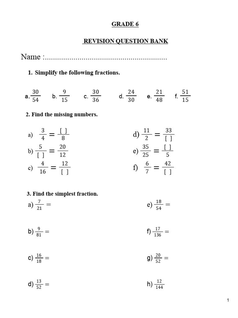 Grade 6 Question Bank Revision | PDF | Cartesian Coordinate System
