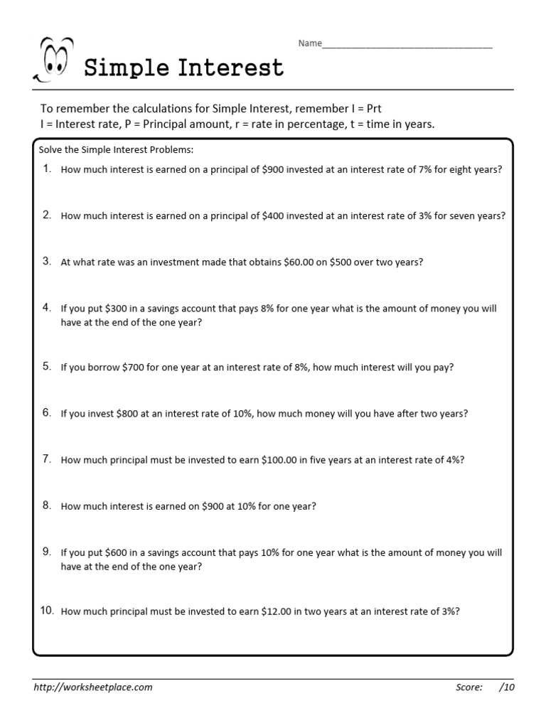 Simple-interest-worksheet-03 | PDF | Interest | Interest Rates