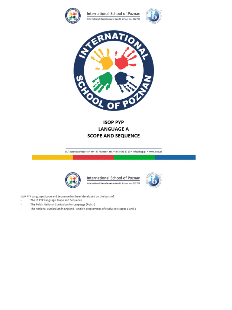 ISoP PYP Language A Scope and Sequence | PDF | Learning | Communication