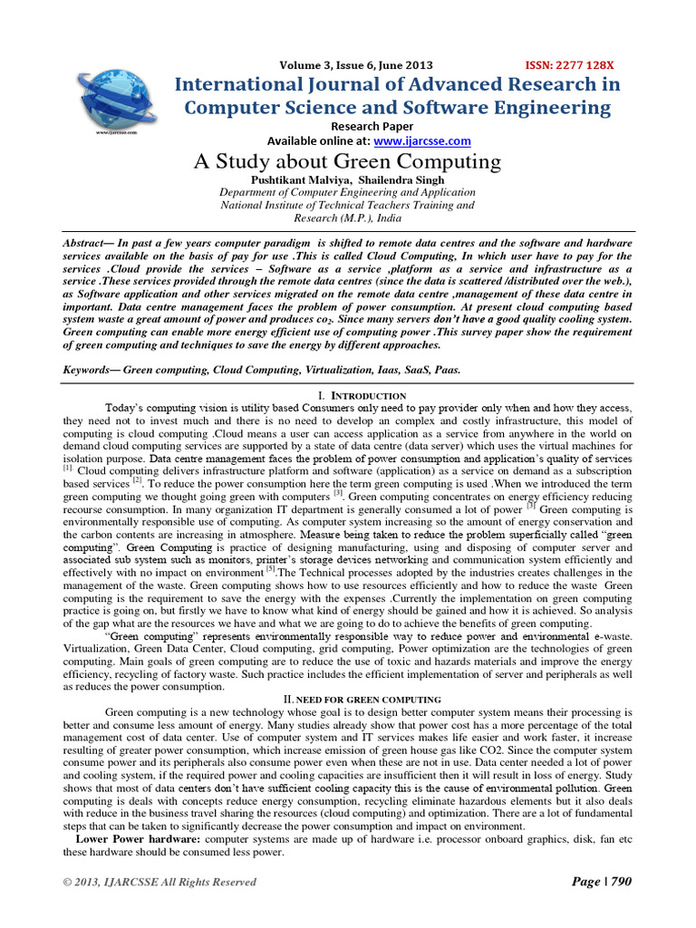 Green Computing Pdf Cloud Computing Virtualization