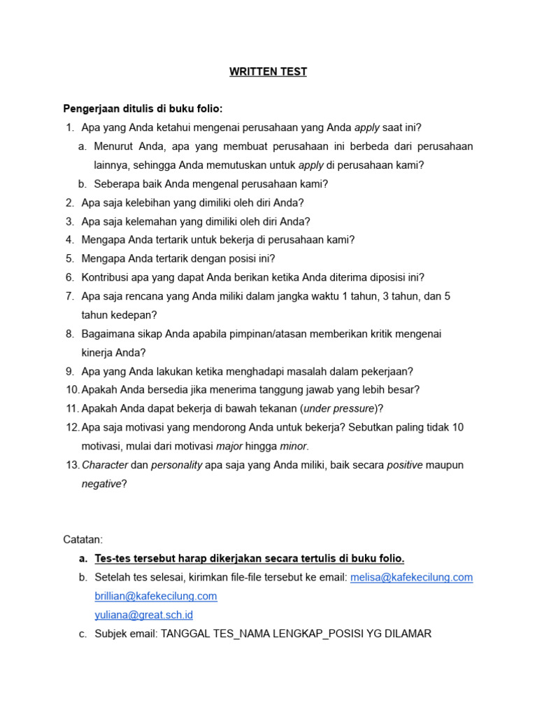 Written Tes General | PDF