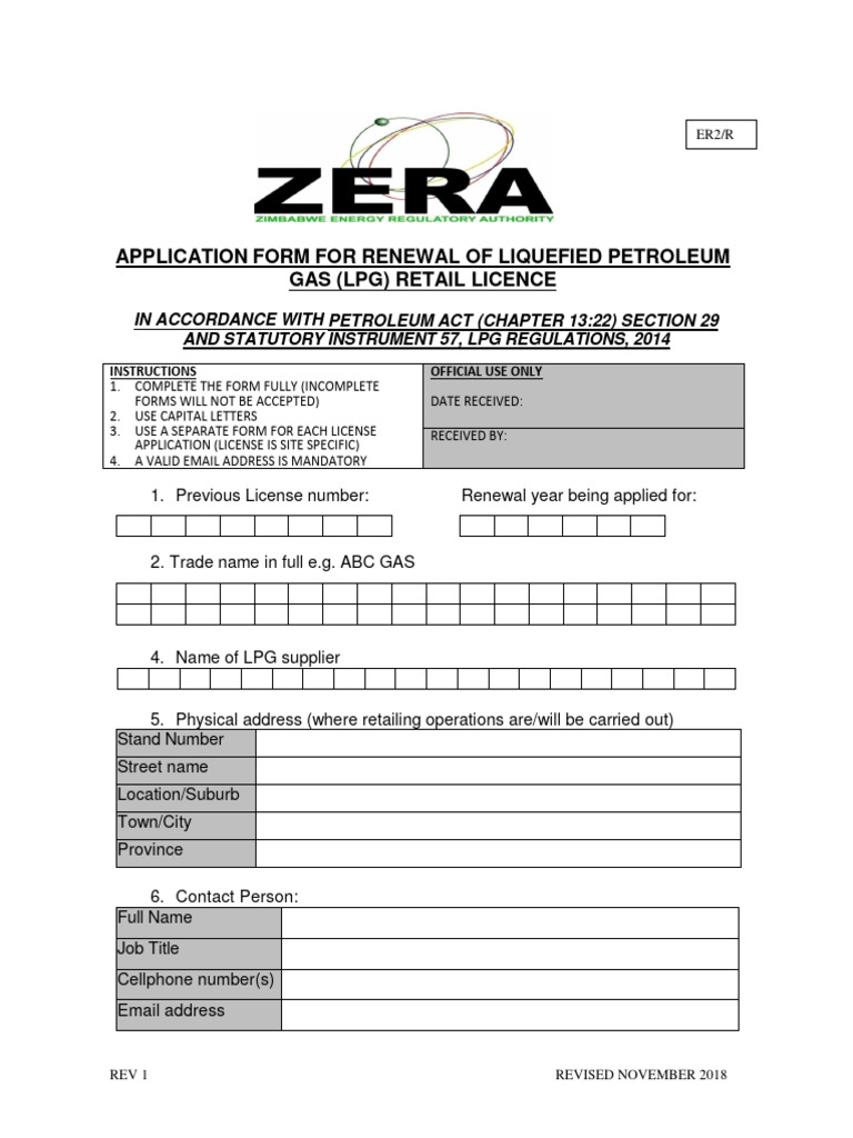 LPG Retail License Renewal Application | PDF | License