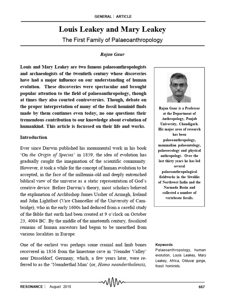 Louis Leaky Anthropology | PDF | Paleoanthropology | Human Evolution
