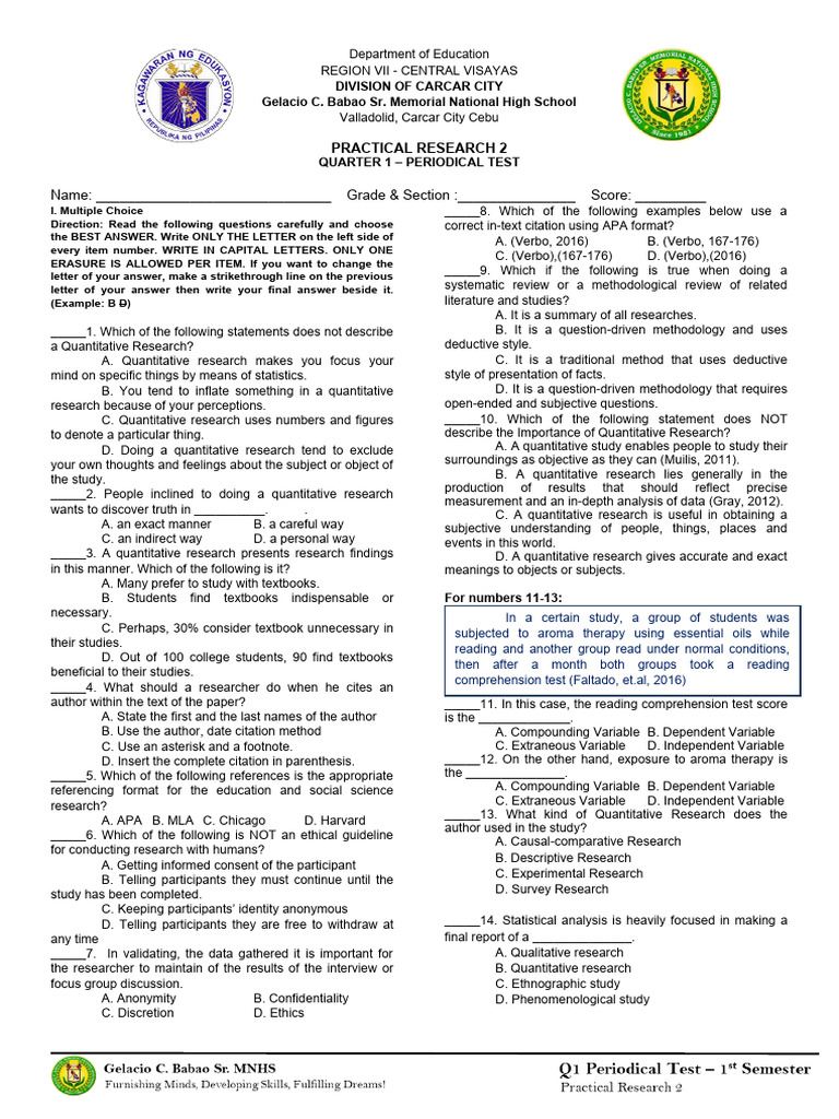 Name: - Grade & Section: - Score | PDF | Hypothesis | Statistics