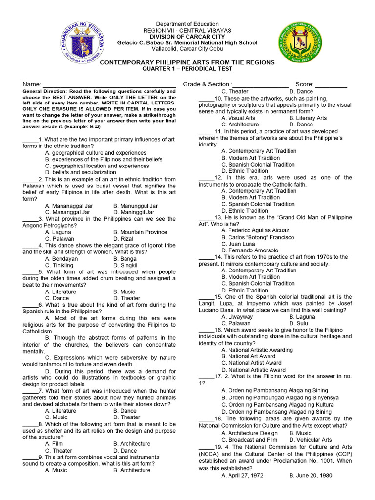 Cpar Q1 PT | PDF | Philippines