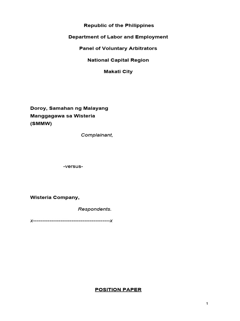 Position Paper Labor Union Group | PDF | Strike Action | Employment