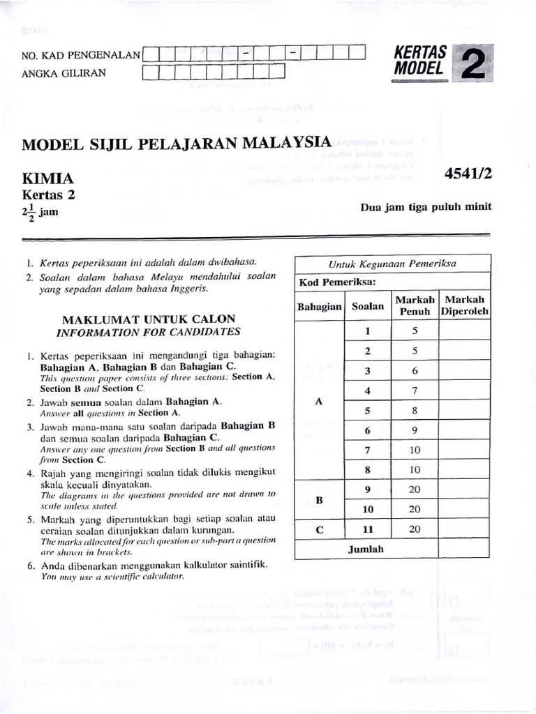 SPM Chem MP Set 2 - p2 (SB) | PDF