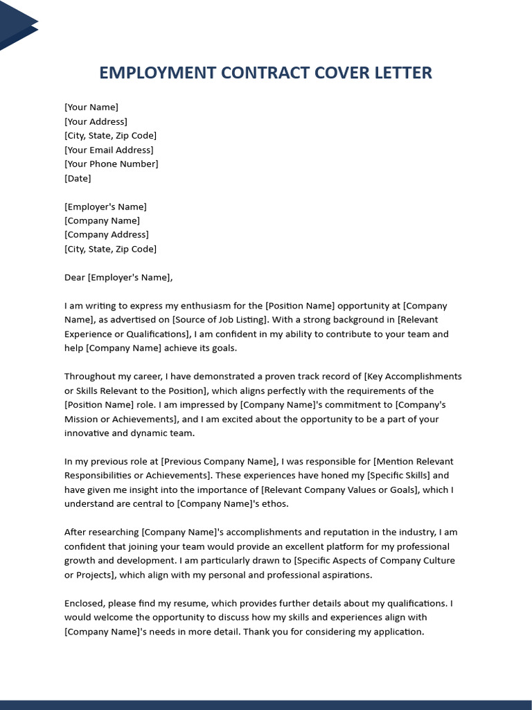 Employment Contract Cover Letter | PDF