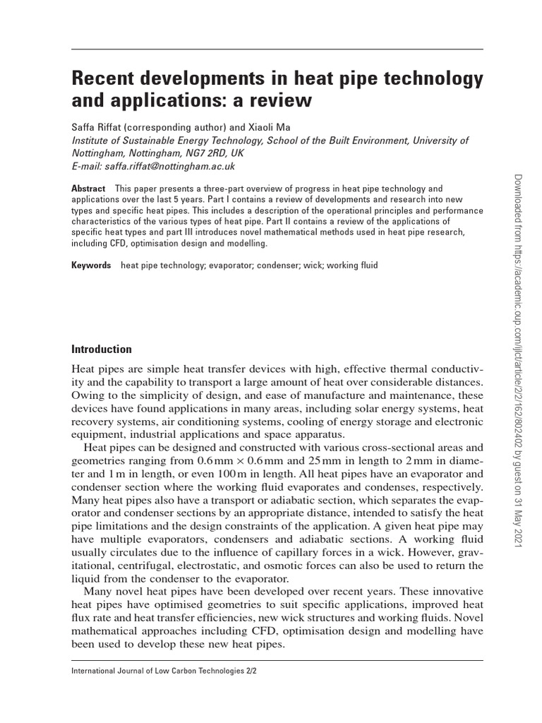 Saffa Rifat (review heat pipe) | PDF | Heat Exchanger | Heat Transfer