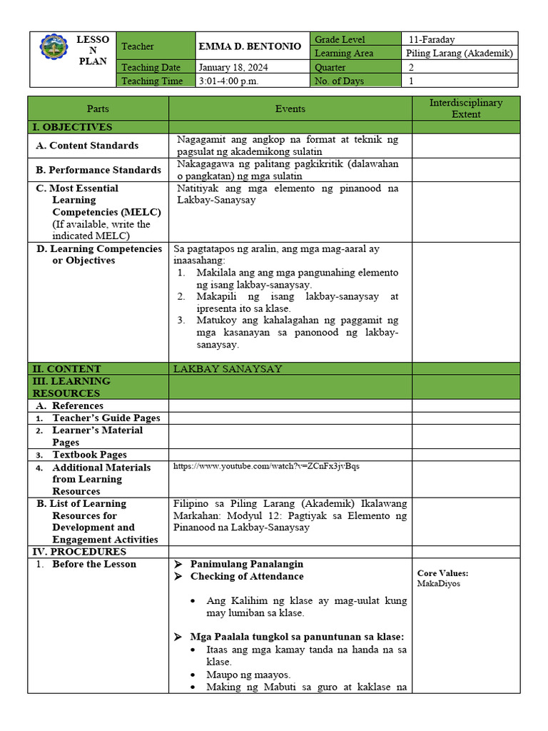Lesson Plan For CO Suggested Format | PDF