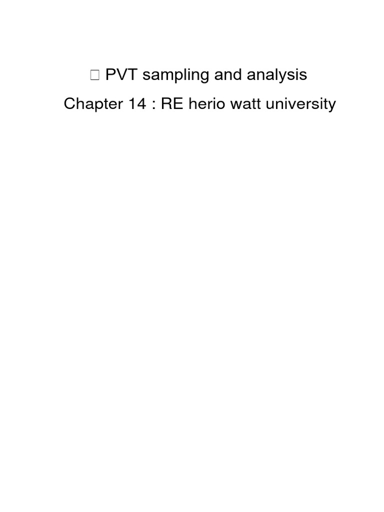 PVT Sampling and Analysis Overview | PDF | Petroleum Reservoir | Gases