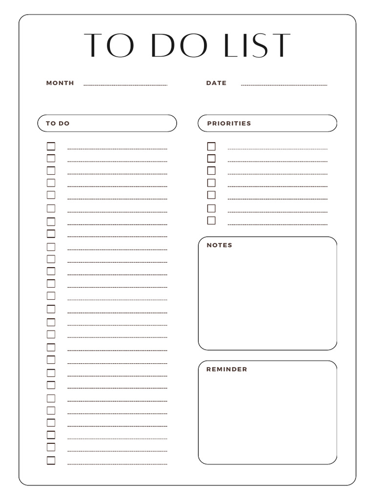 White Grey Minimalist Simple To Do List Planner | PDF