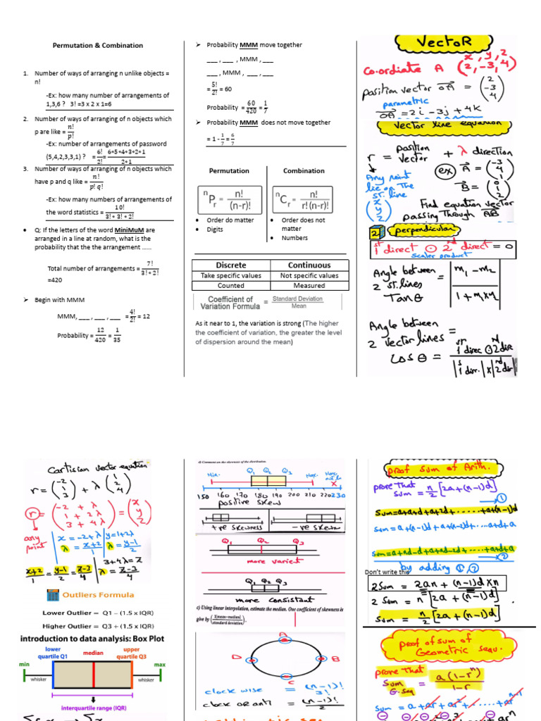 Important Notes | PDF | Statistics | Mathematics