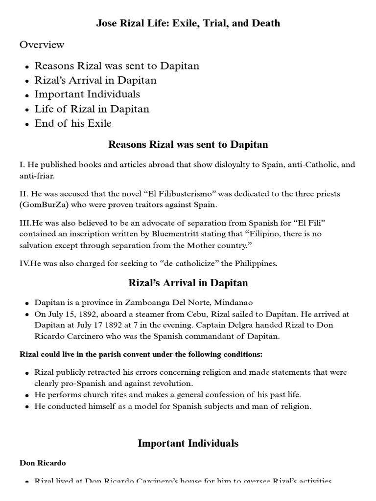 Jose Rizal Life Exile, Trial, and Death | PDF | Philippines