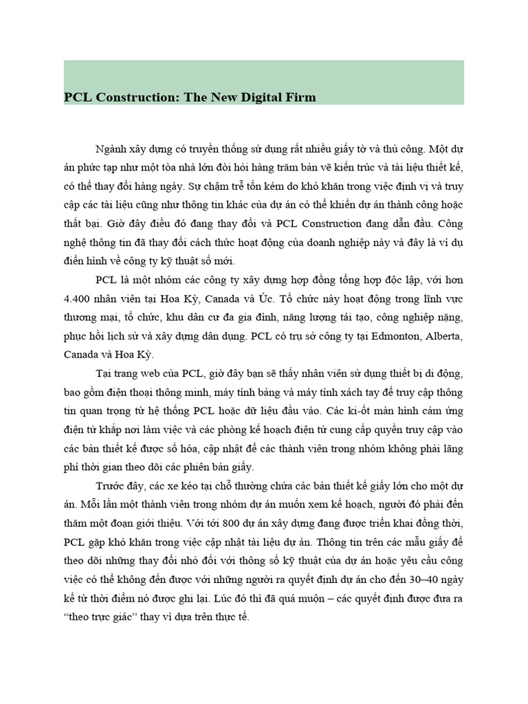 Case 1 - PCL Construction | PDF