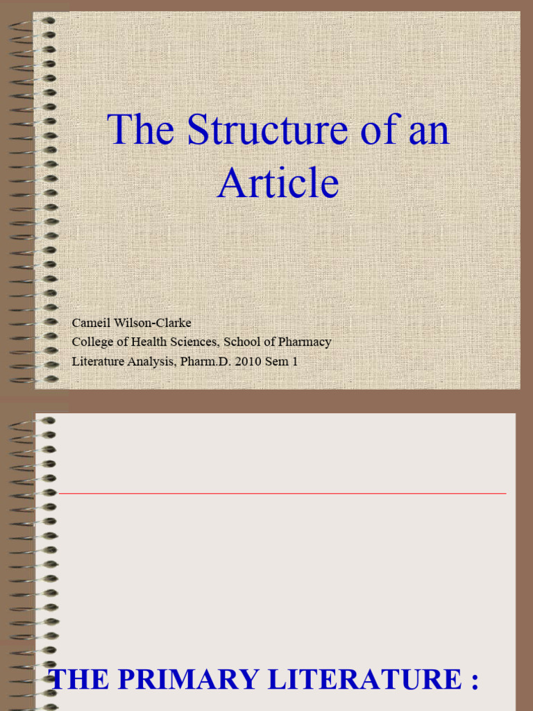 The Structure of An Article Aug 2013 | PDF | Statistics | Clinical Trial