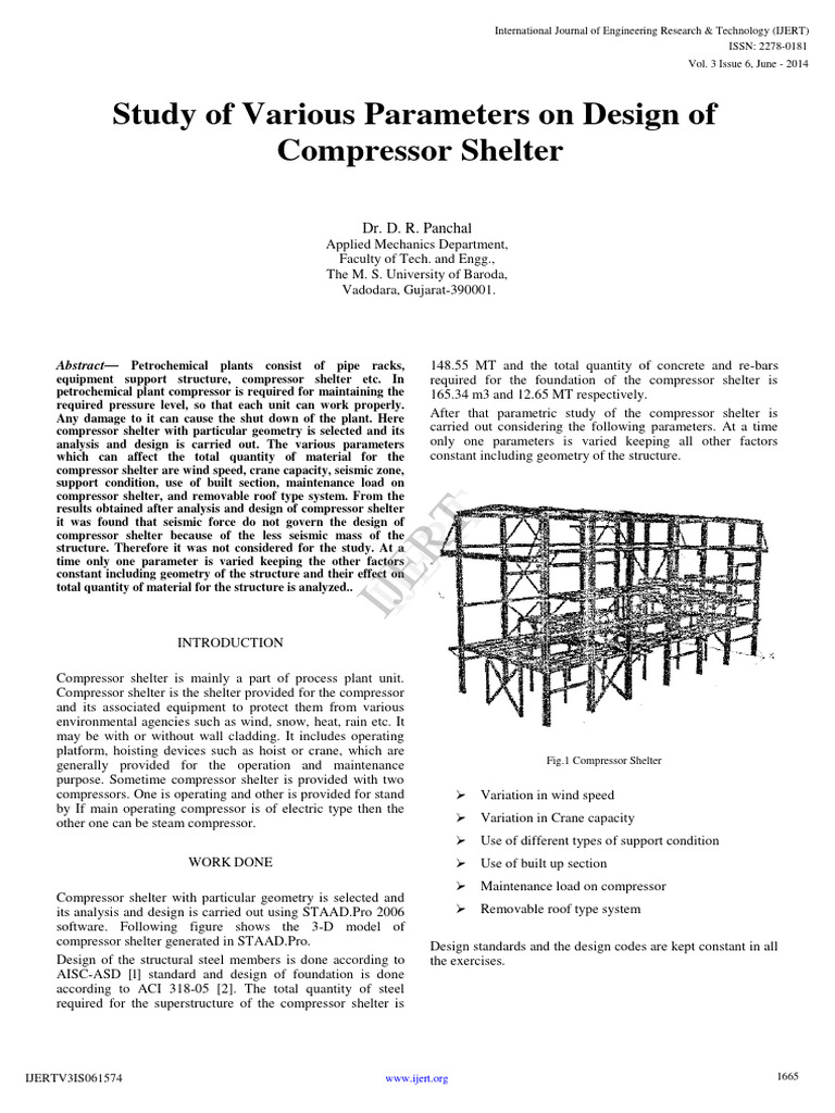 Compressor Shelter Design Analysis | PDF | Crane (Machine) | Roof