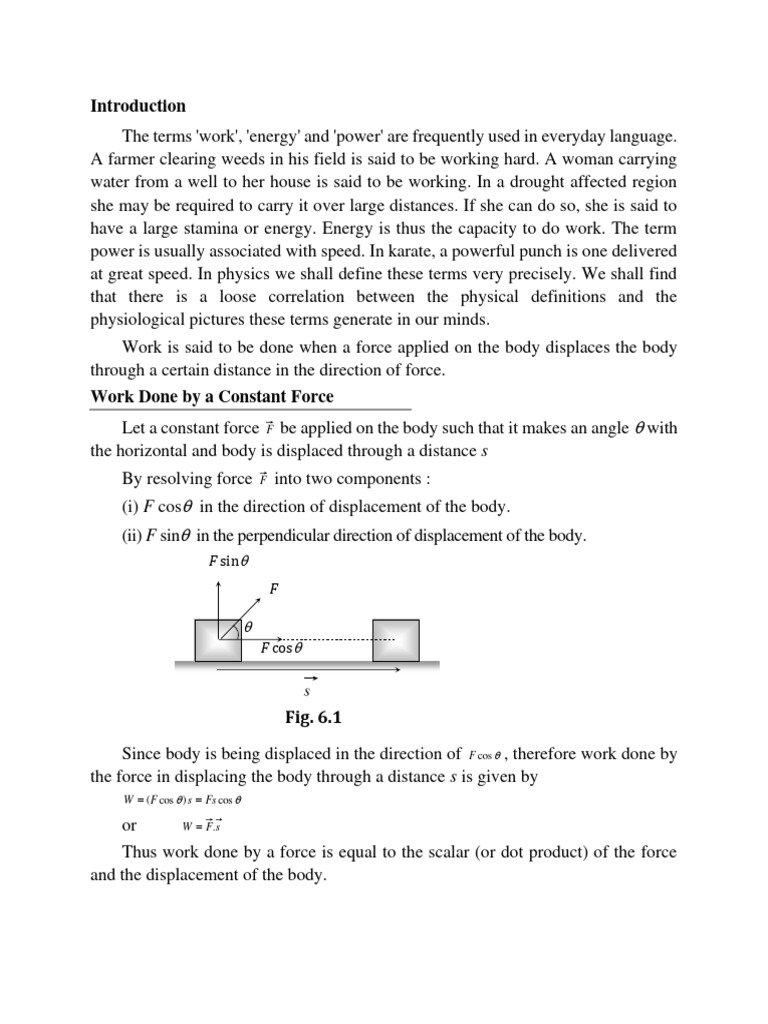 WORK ENERGY AND POWER | PDF | Force | Kinetic Energy