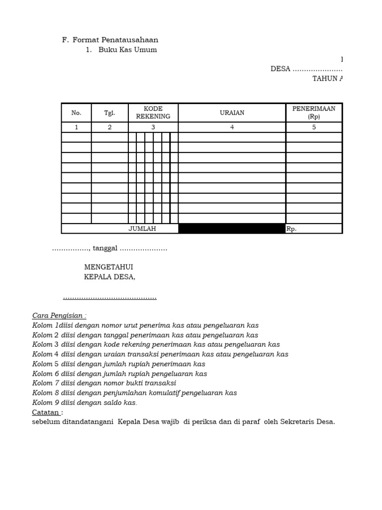 3.BKU Desa (Contoh) | PDF