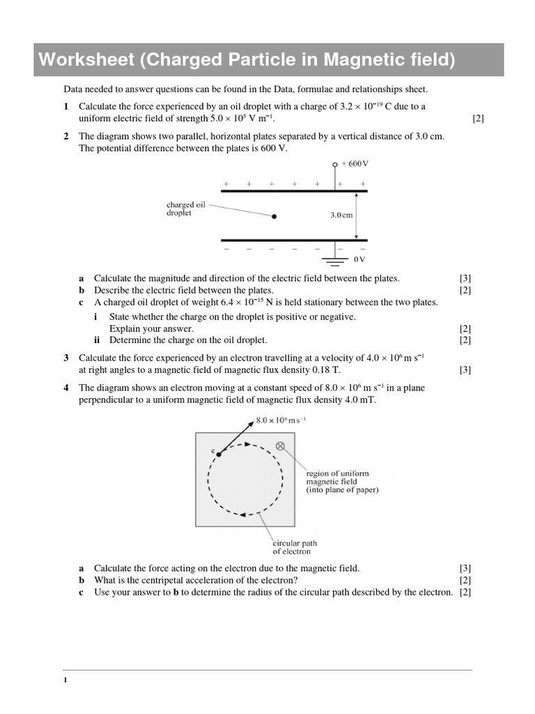Charged Particle in Magnetic Field-Worksheet - 26 | PDF | Magnetic ...