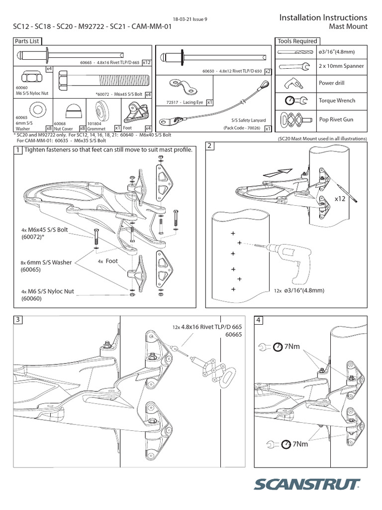 Generic Mast Mount Installation Instructions - Issue 9 | PDF | Nut ...