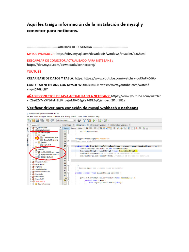 Información de La Instalación de MYSQL y CONECTOR para Netbeans | PDF ...
