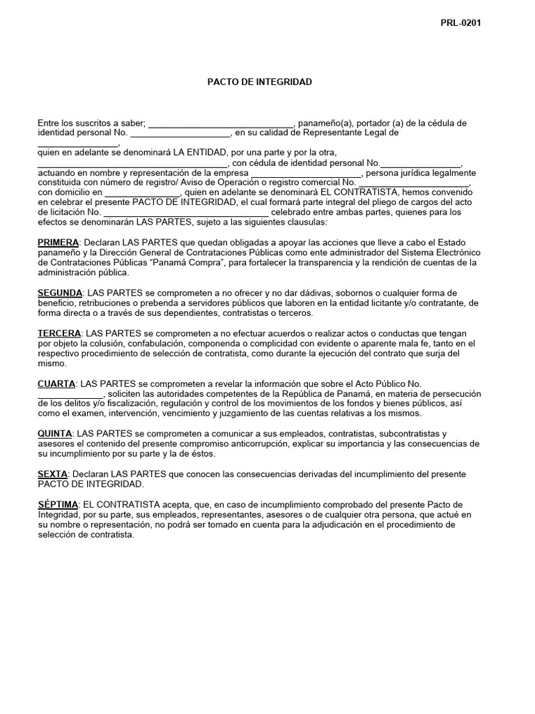 Pacto de Integridad 2024doc | PDF | Panamá | Gobierno