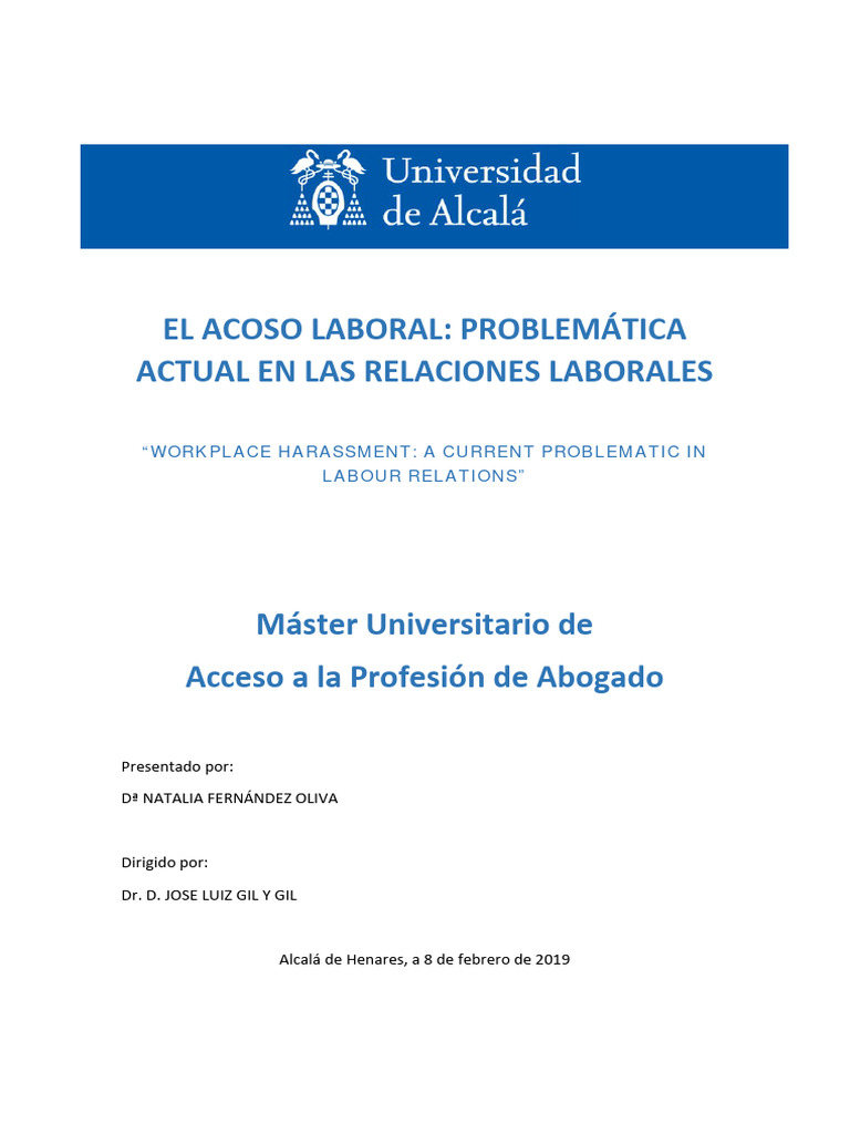 R.L. 12. El Acoso Laboral Problemática Actual en Las Relaciones Labo ...