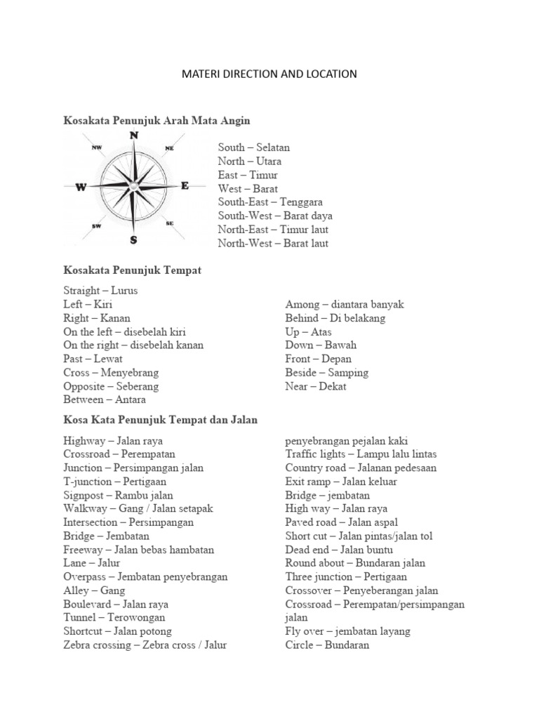 Materi Direction and Location | PDF | Intersection (Road) | Road ...